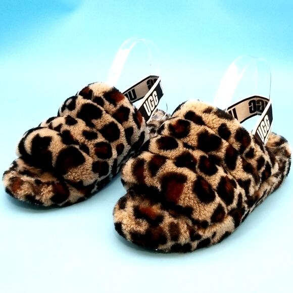 UGG | Shoes | Ugg Australia Leopard Print Fluff Yeah Slides Size 8 ...